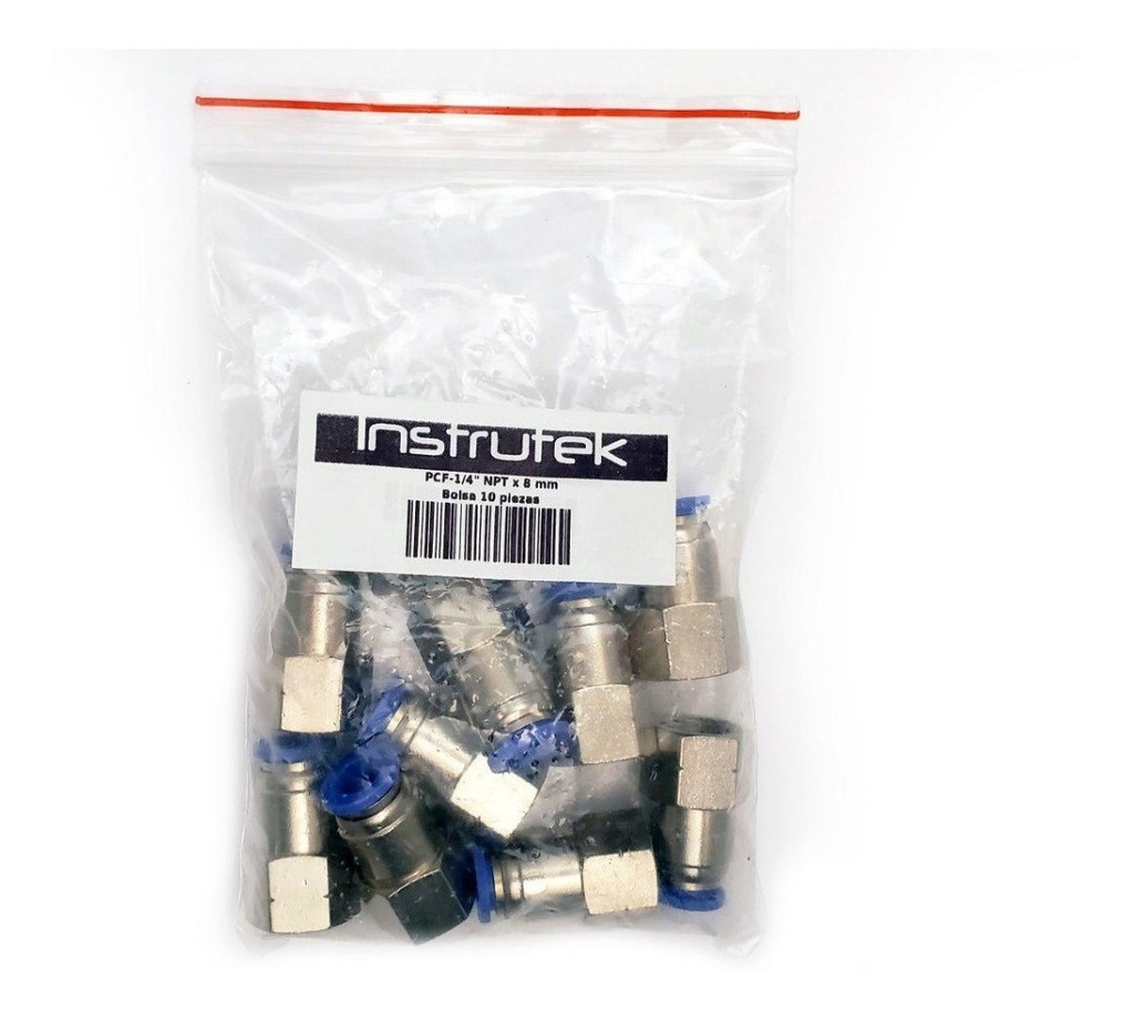 10 Pz De Conector/racor Neumático Recto Hembra 1/4 X 8 Mm | Instrutek